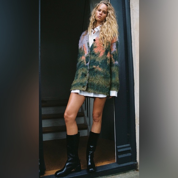 Zara | Tops | Zara Landscape Knit Coat | Poshmark